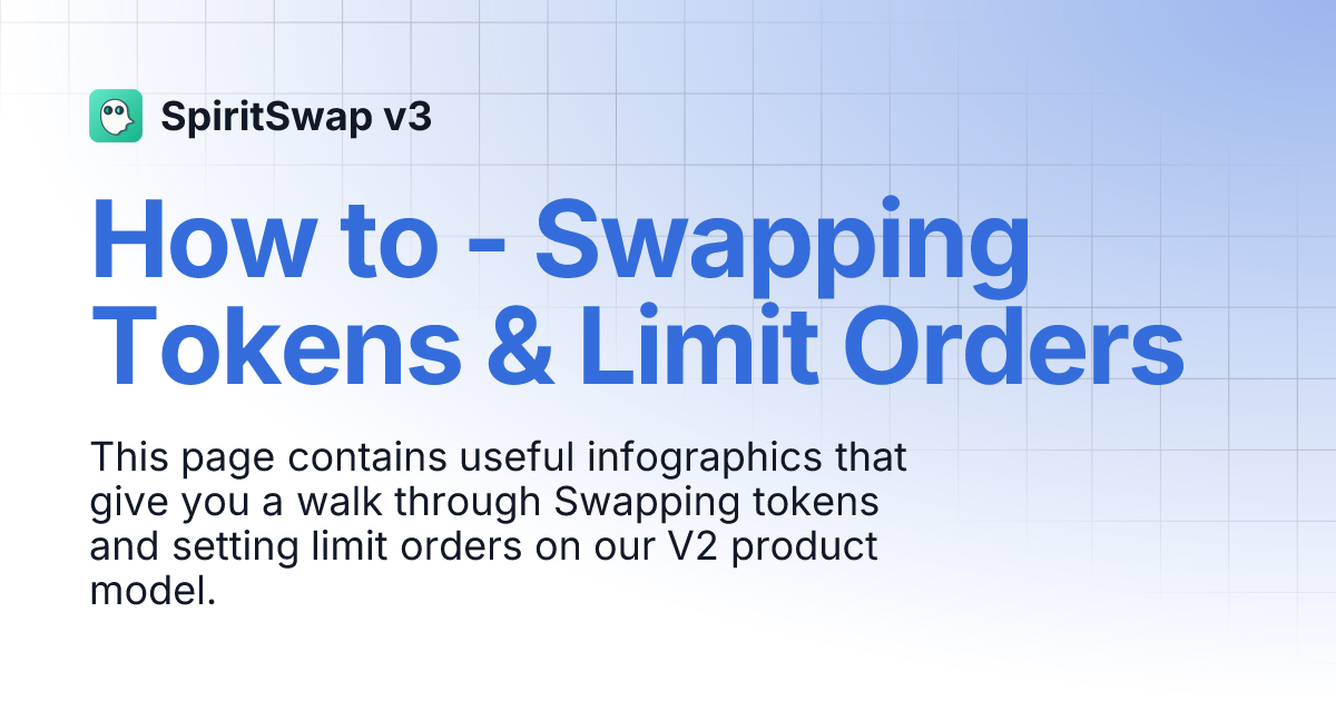 How to - Swapping Tokens & Limit Orders | SpiritSwap v3