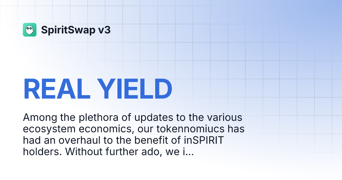 REAL YIELD | SpiritSwap v3