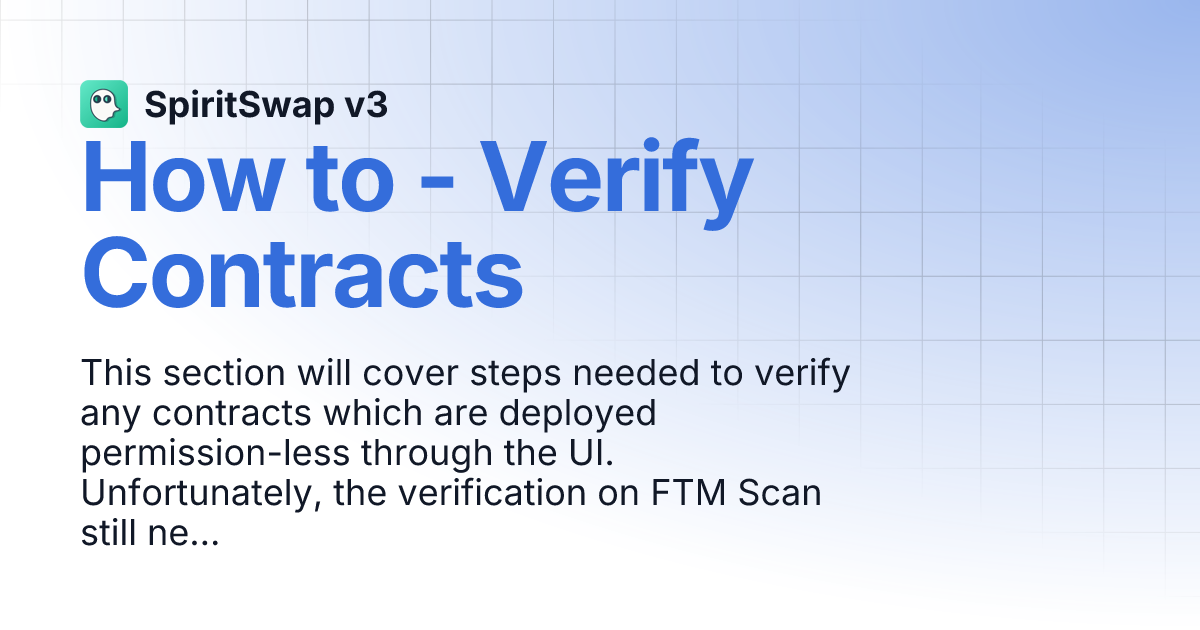 How to - Verify Contracts | SpiritSwap v3